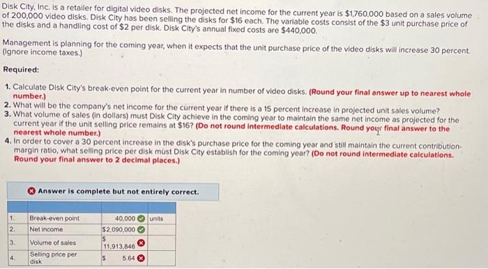 Solved Disk City, Inc. is a retailer for digital video | Chegg.com