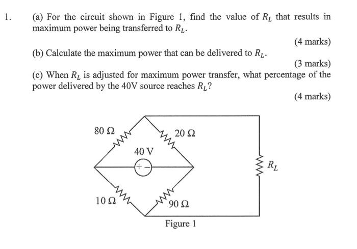 Solved (a) For the circuit shown in Figure 1, find the value | Chegg.com