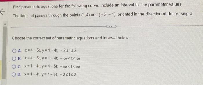 Solved Find parametric equations for the following curve. | Chegg.com