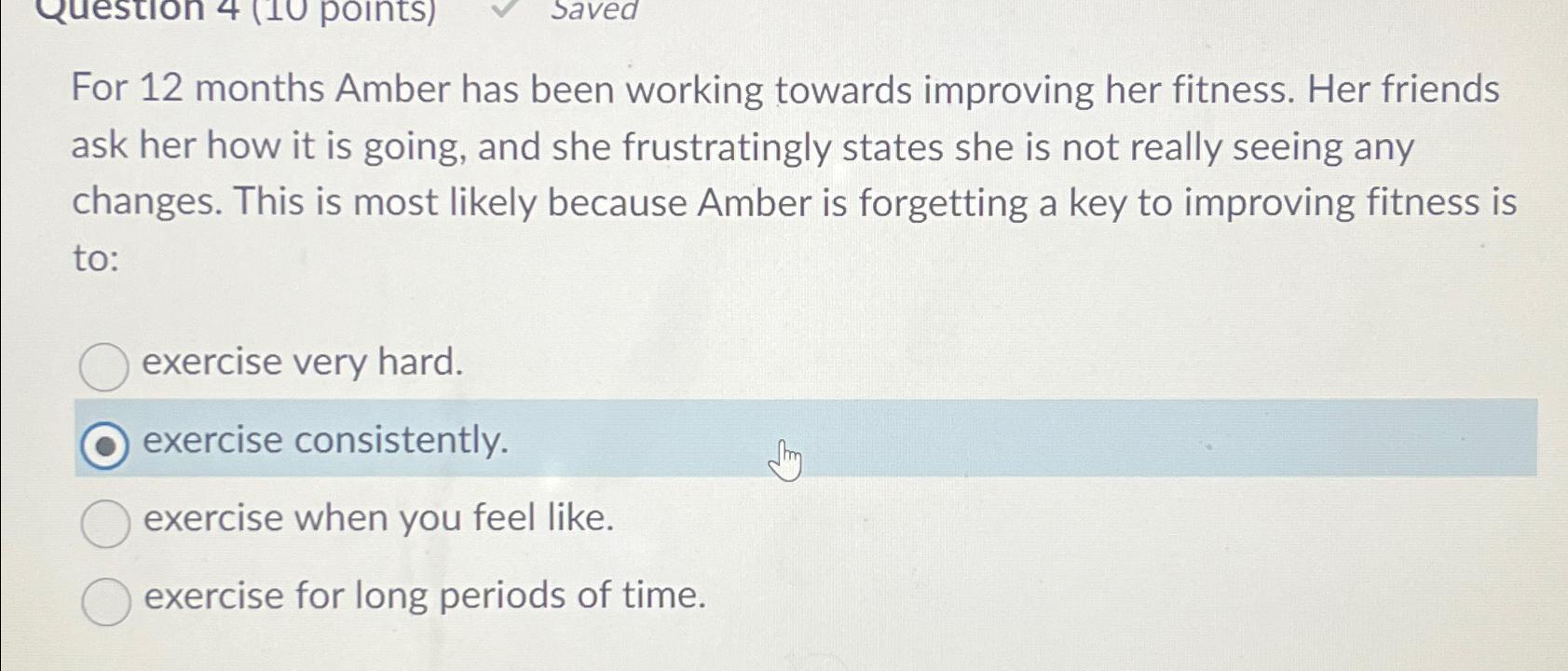 Solved For 12 ﻿months Amber has been working towards | Chegg.com