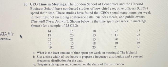 Solved 20. CEO Time in Meetings. The London School of | Chegg.com