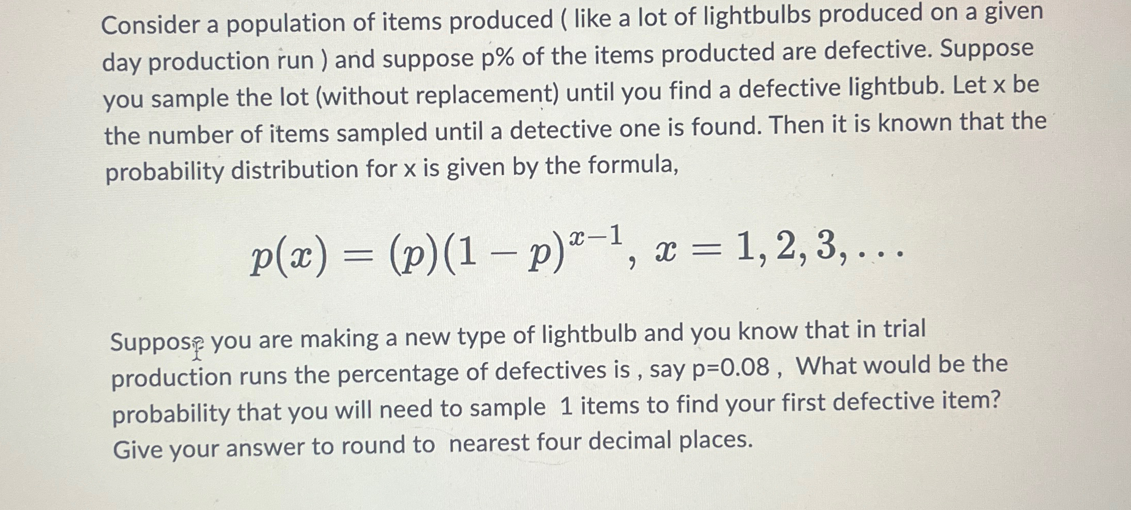 Solved Consider a population of items produced ( ﻿like a lot | Chegg.com