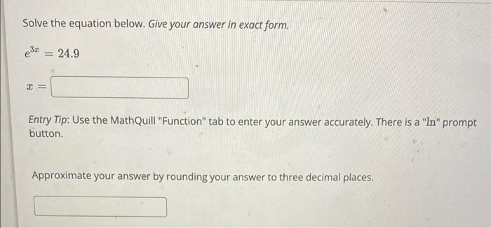 Solved Solve the equation below. Give your answer in exact | Chegg.com