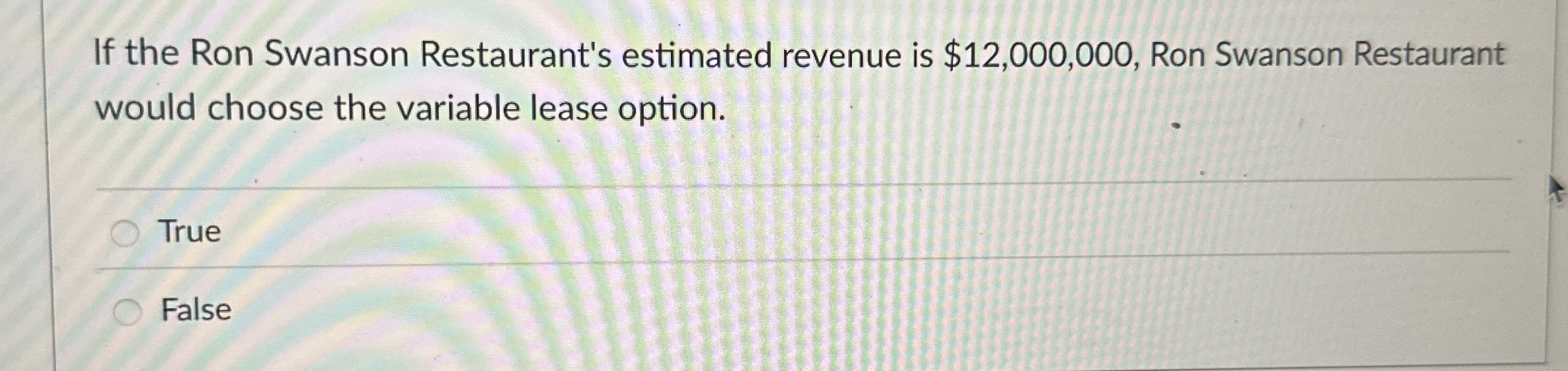 Solved If the Ron Swanson Restaurant's estimated revenue is | Chegg.com