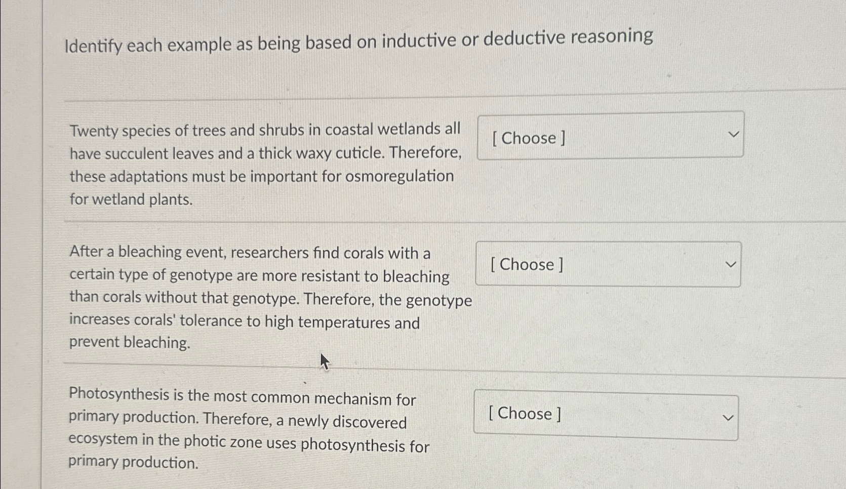 Solved Identify each example as being based on inductive or | Chegg.com