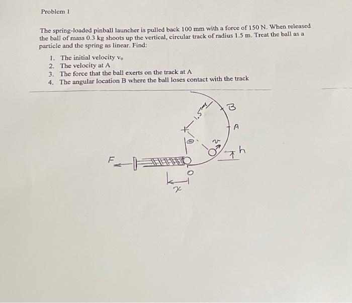 Solved The spring-loaded pinball launcher is pulled back 100 | Chegg.com