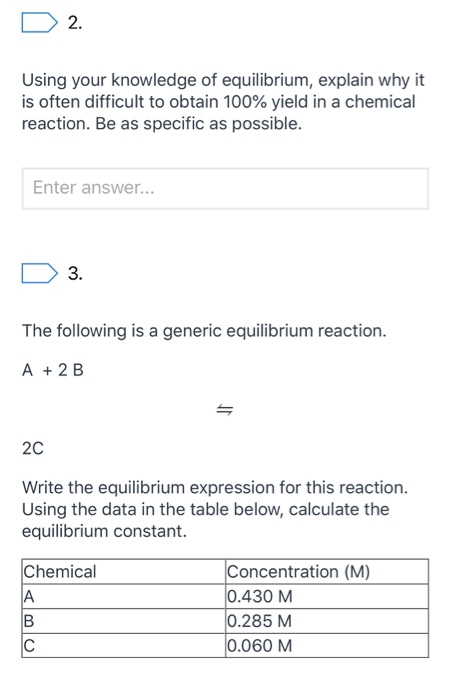 Solved 2. Using your knowledge of equilibrium, explain why | Chegg.com