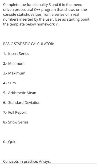 Solved Complete the functionality 3 and 6 in the menu- | Chegg.com