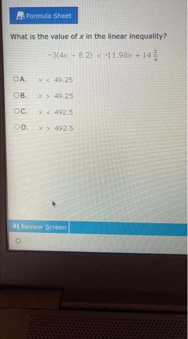 Solved What is the value of x in the linear inequality? | Chegg.com