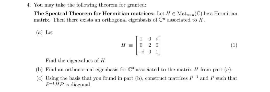 Solved 4. You may take the following theorem for granted: | Chegg.com