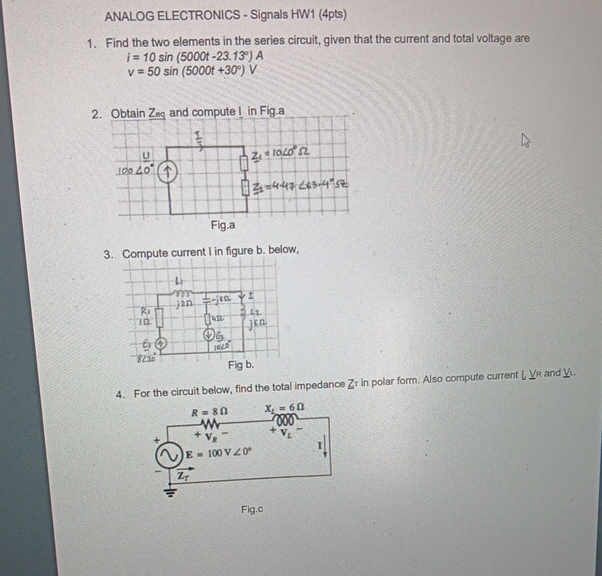 Solved ANALOG ELECTRONICS - ﻿Signals HW1 (4pts)Find the two | Chegg.com