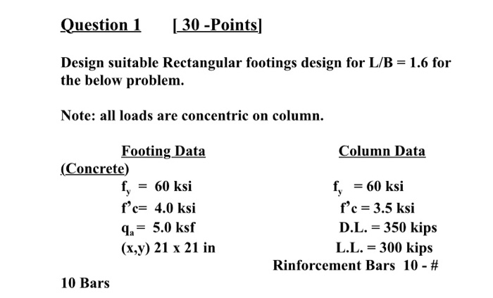 Solved Question 1 [ 30 -Points) Design suitable Rectangular | Chegg.com