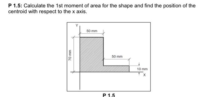 Solved P 1.5: Calculate the 1st moment of area for the shape | Chegg.com