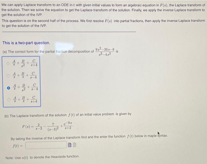 Solved We Can Apply Laplace Transform To An Ode Int With 