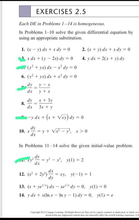 Solved Each DE in Problems 1−14 is homogeneous. In Problems | Chegg.com