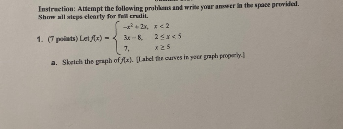 Solved Instruction: Attempt the following problems and write | Chegg.com