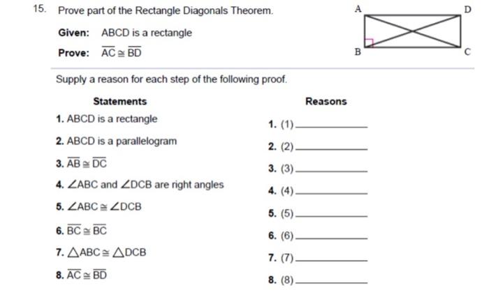 Solved A D B Reasons 15. Prove part of the Rectangle | Chegg.com