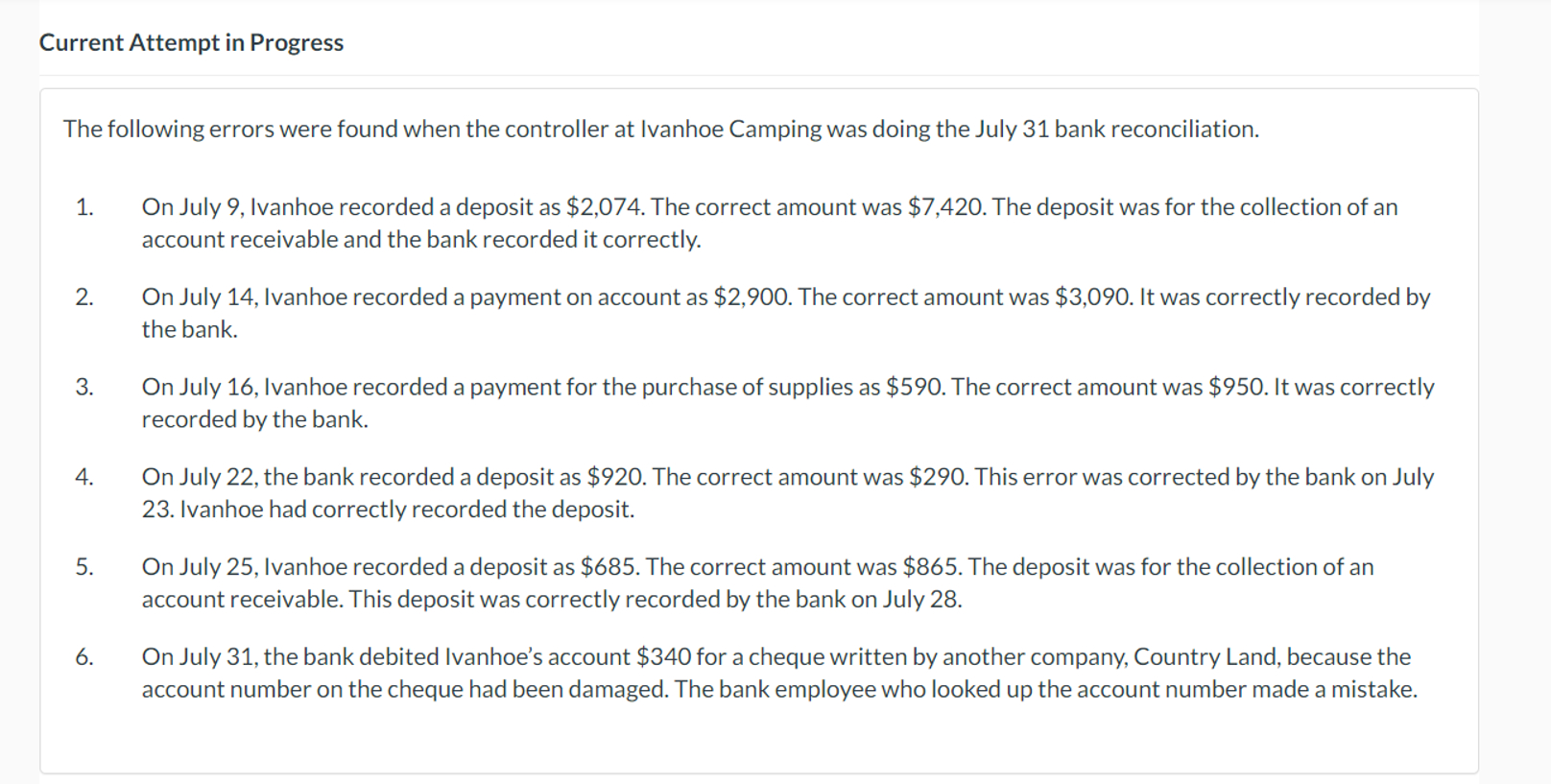 Solved Current Attempt in ProgressThe following errors were | Chegg.com