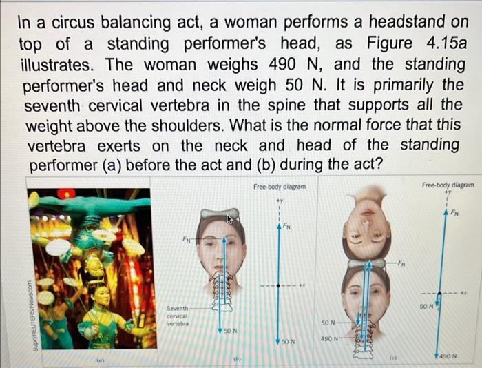 Solved In a circus balancing act, a woman performs a | Chegg.com