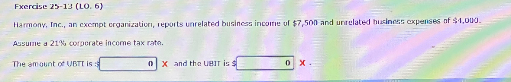 Solved Exercise 25-13 (LO. 6)Harmony, Inc., an exempt | Chegg.com