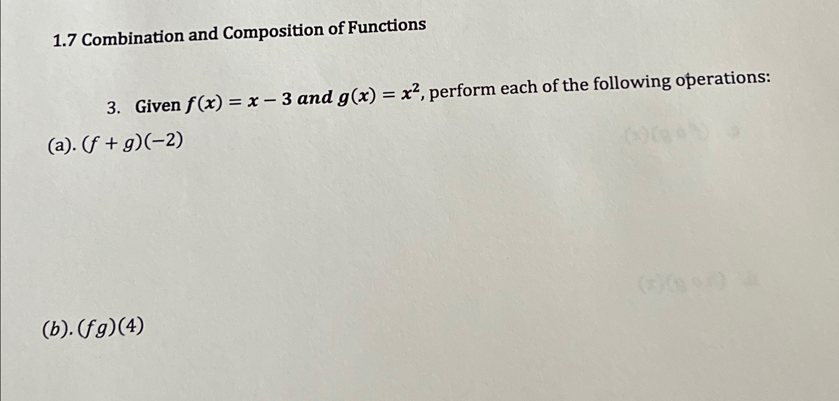 Solved 1 7 ﻿combination And Composition Of Functions3