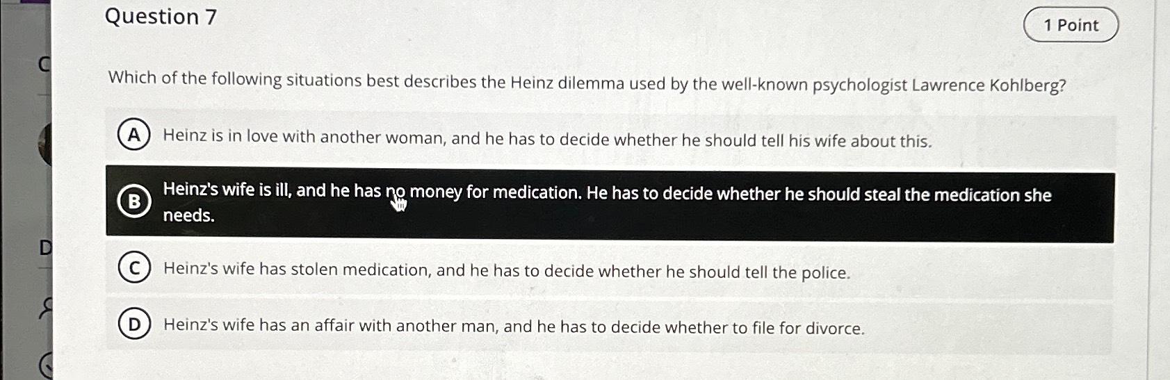 Solved Question 7Which of the following situations best | Chegg.com