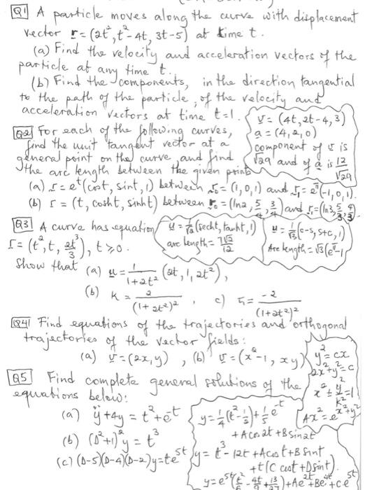 Solved [Q1 A particle moves along the curve with | Chegg.com