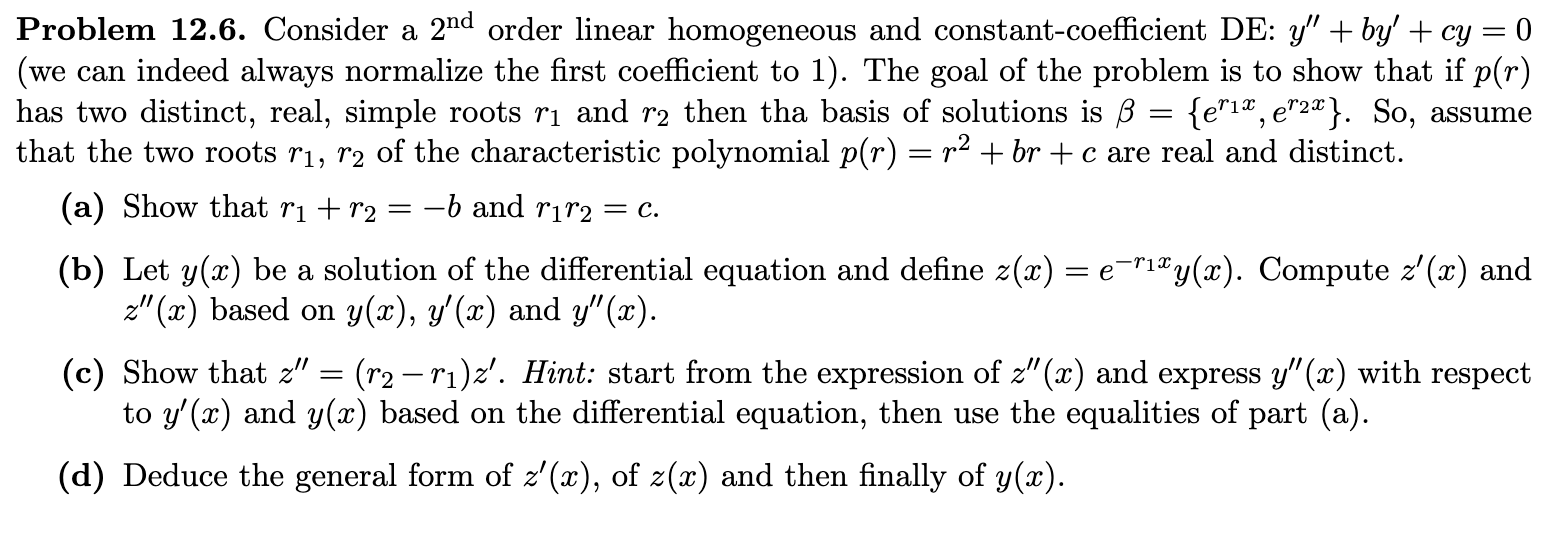 Solved Problem 12.6. ﻿Consider a 2nd order linear | Chegg.com