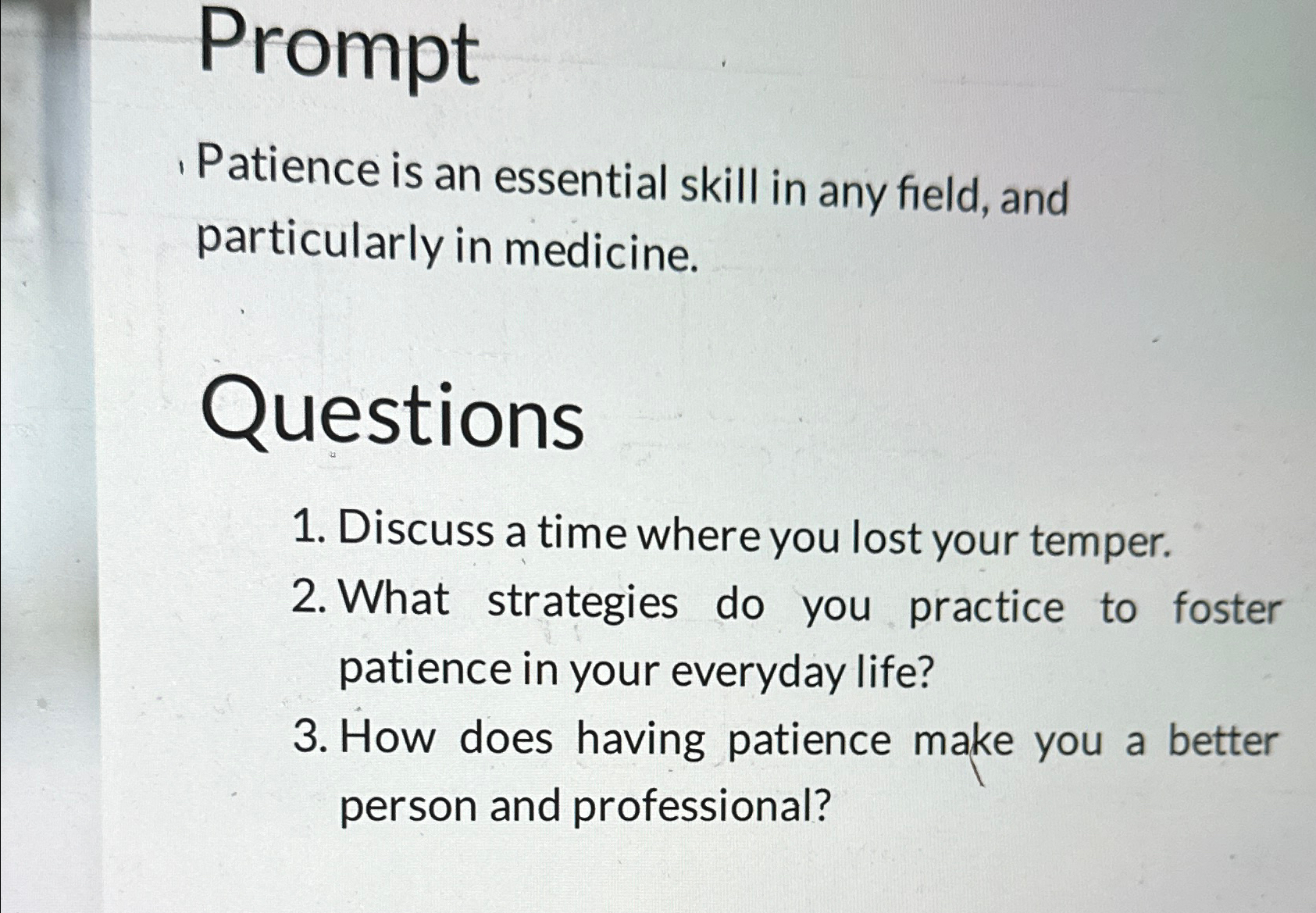 Solved PromptPatience is an essential skill in any field, | Chegg.com