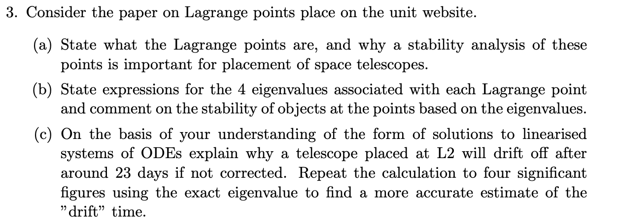 Solved Consider the paper on Lagrange points place on the | Chegg.com