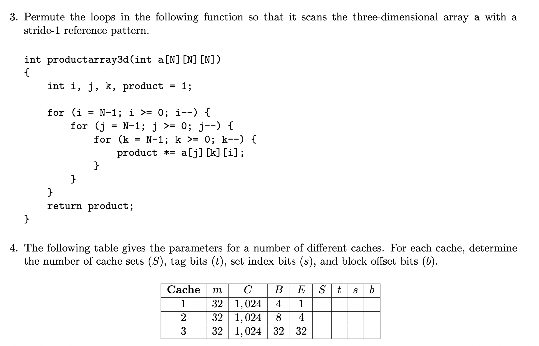 Solved 3. ﻿Permute the loops in the following function so | Chegg.com