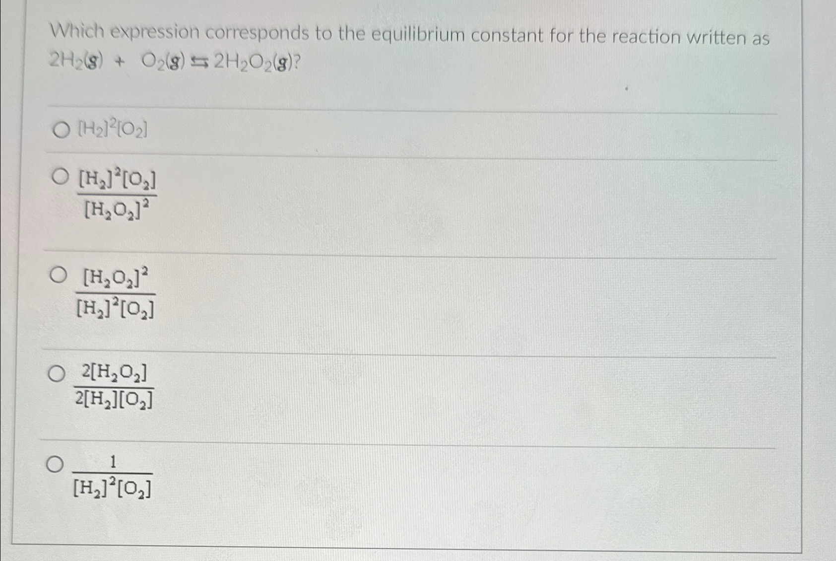 Solved Which expression corresponds to the equilibrium | Chegg.com