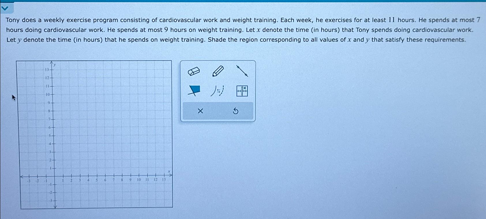 Solved Tony does a weekly exercise program consisting of | Chegg.com
