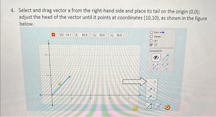 Solved 4. Select and drag vector a from the right-hand side | Chegg.com