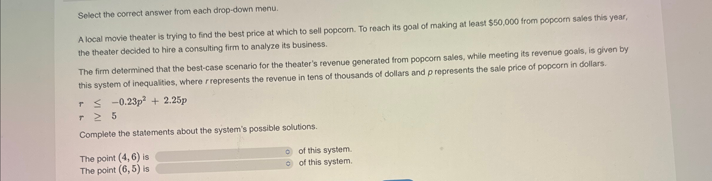 Solved Select the correct answer from each drop-down menu.A | Chegg.com