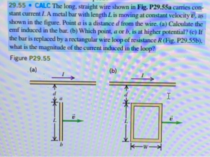 29.55 - CALC The long, straight wire shown in Fig. | Chegg.com