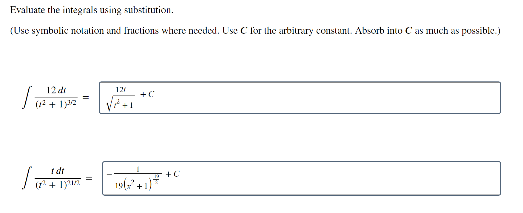 Evaluate the integrals using substitution.(Use | Chegg.com