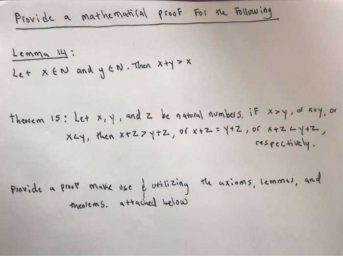 Solved mathemati cal Proof For Following Provi de a Lemma | Chegg.com Solved mathemati cal Proof For Following Provi de a Lemma | Chegg.com