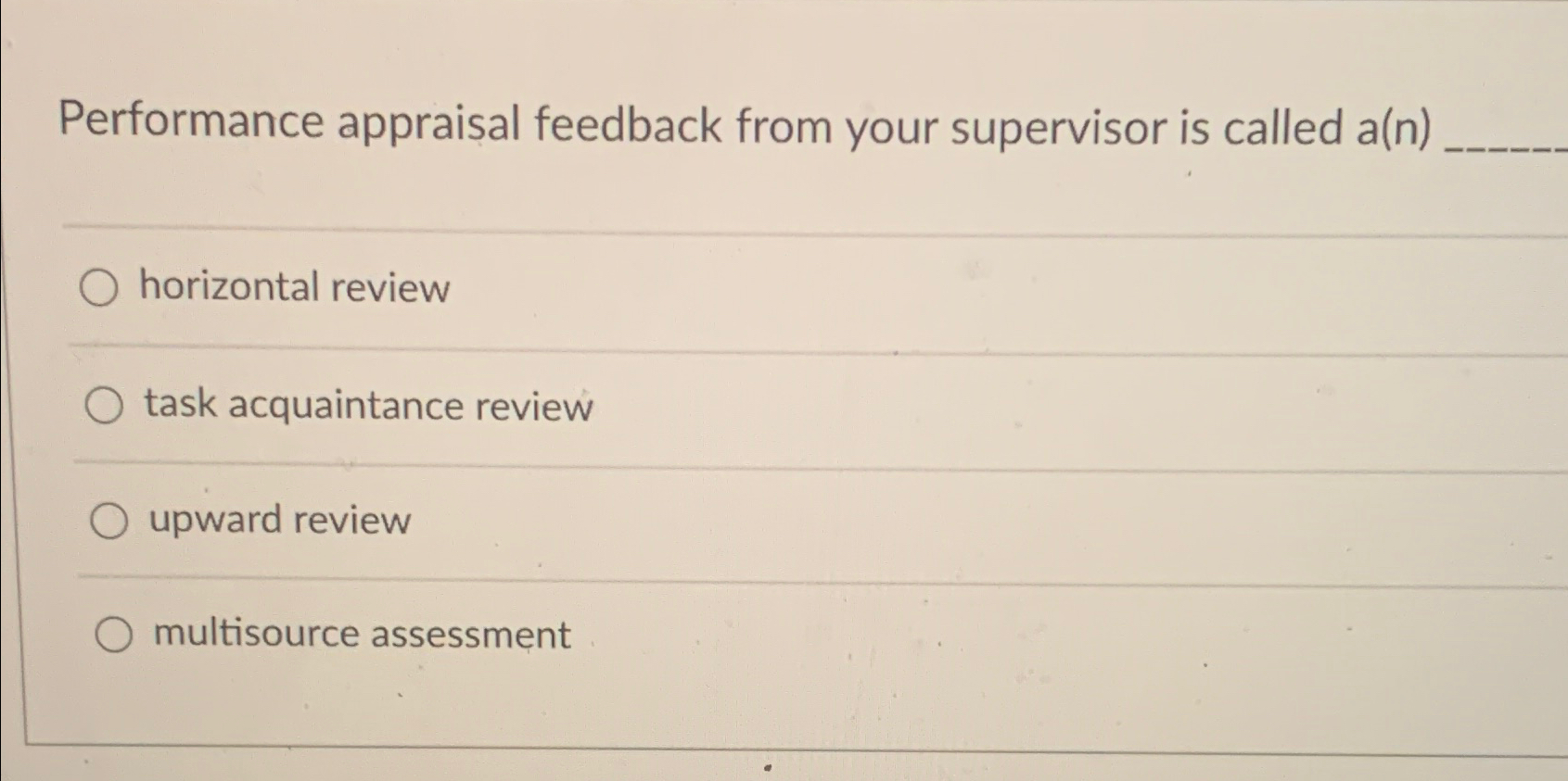 Solved Performance appraisal feedback from your supervisor | Chegg.com