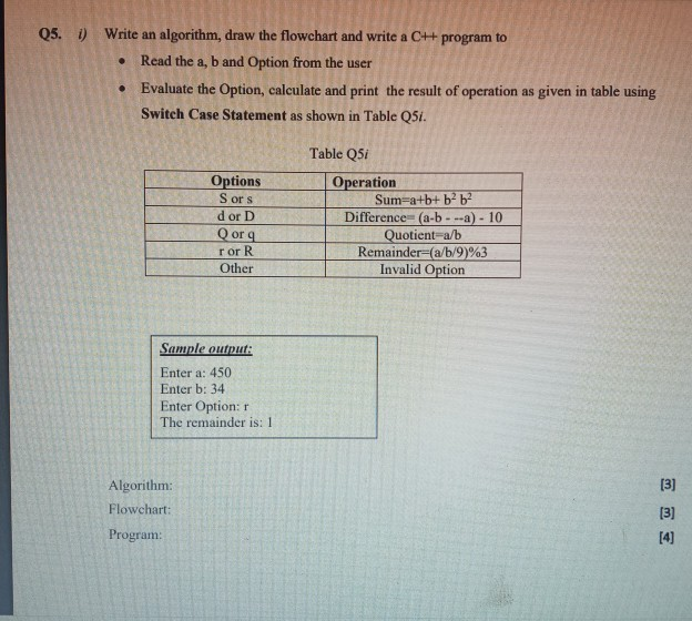 Solved Q5.1) Write an algorithm, draw the flowchart and | Chegg.com Solved Q5.1) Write an algorithm, draw the flowchart and | Chegg.com