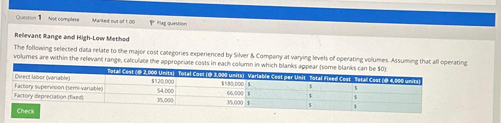 Question 1 ﻿Not completeMarked out of 1.00Flag | Chegg.com