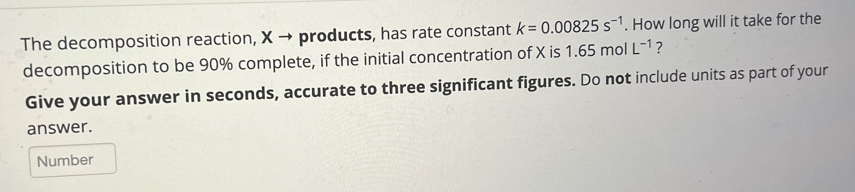 Solved The decomposition reaction, x→ ﻿products, has rate | Chegg.com