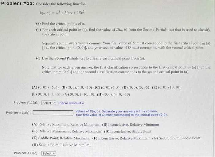 Solved Problem \#11: Consider the following function. | Chegg.com