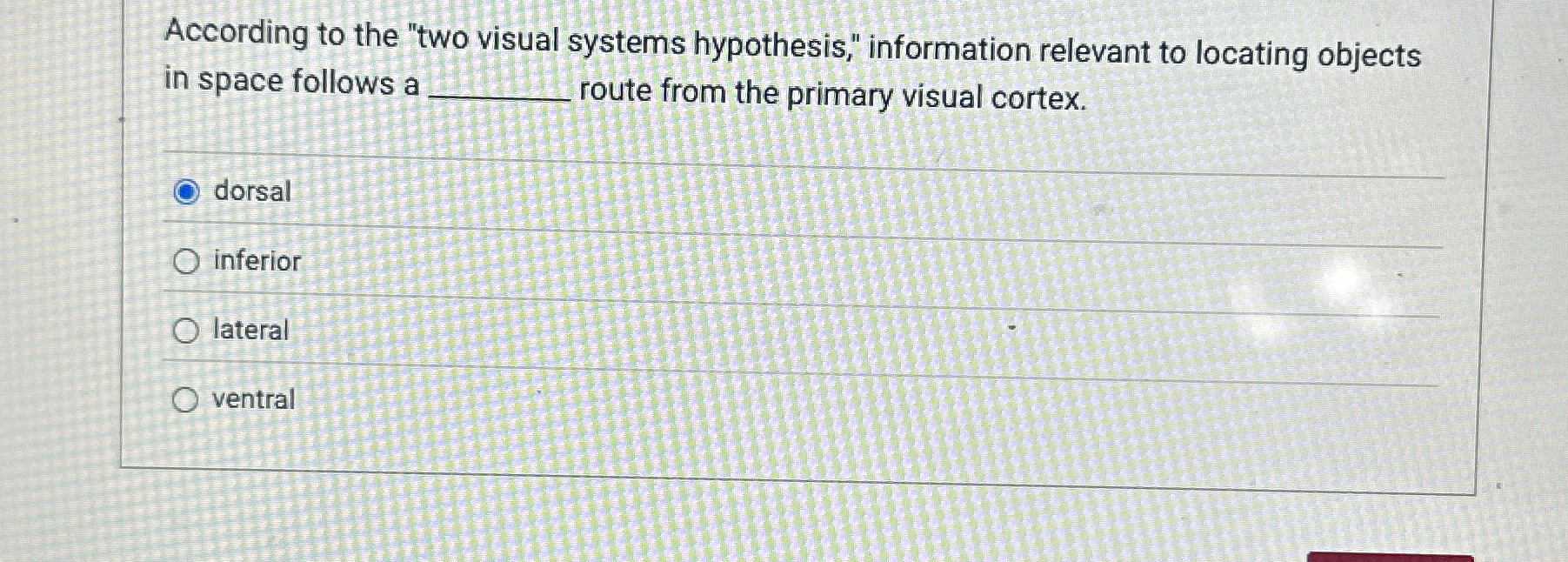 Solved According To The Two Visual Systems Hypothesis 9729