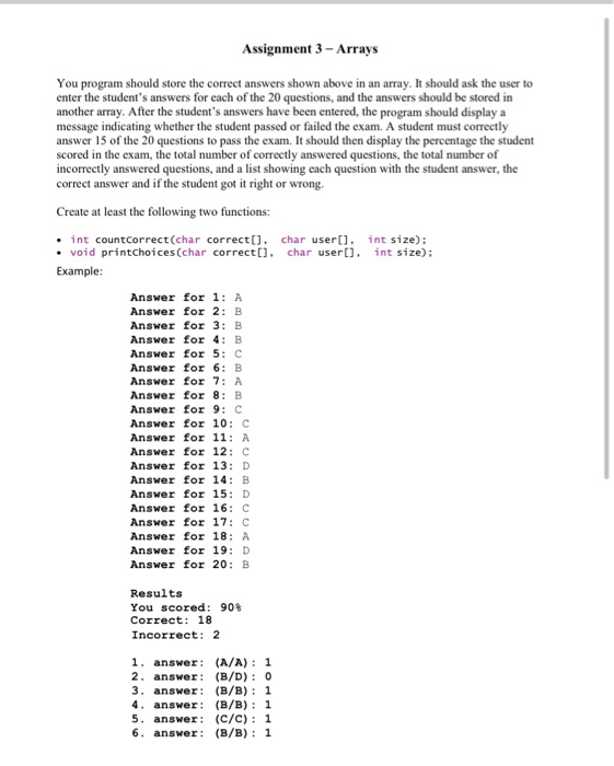 Solved Assignment 3 - Arrays Instructions points) • Read | Chegg.com