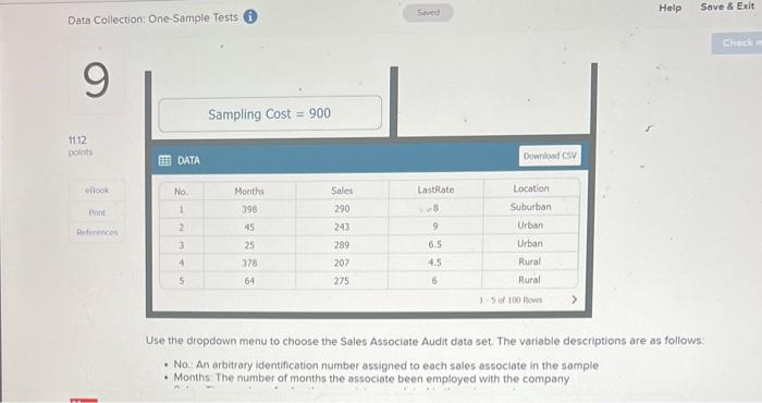 Data Collection: One-Sample Tests 2-E Instructions: | Chegg.com