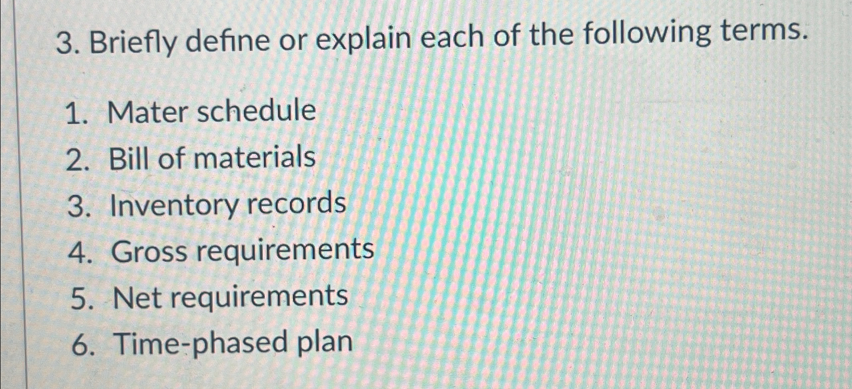 Solved Briefly define or explain each of the following | Chegg.com