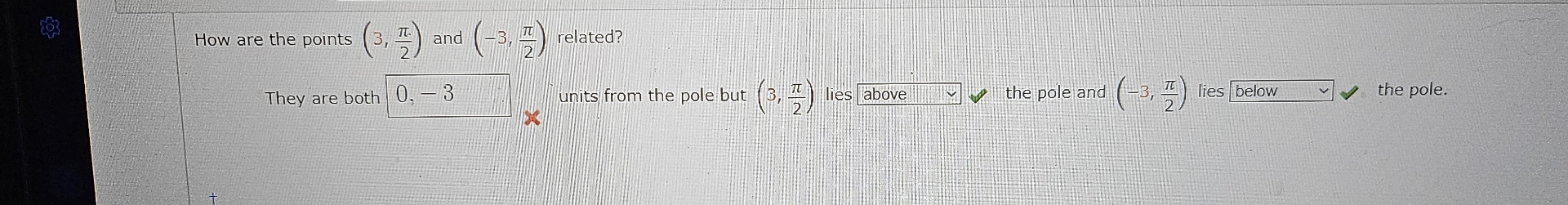 Solved How are the points (3,π2) ﻿and (-3,π2) ﻿related?They | Chegg.com