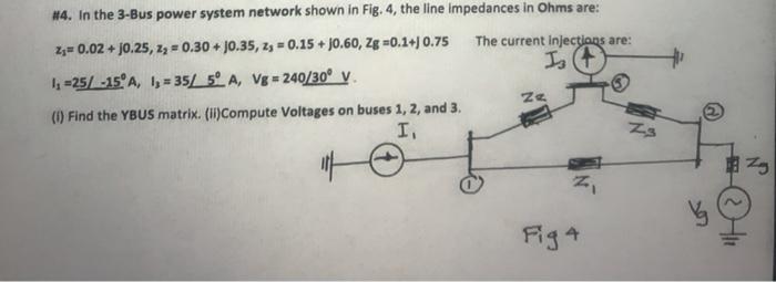 Solved #4. In the 3-Bus power system network shown in Fig. | Chegg.com