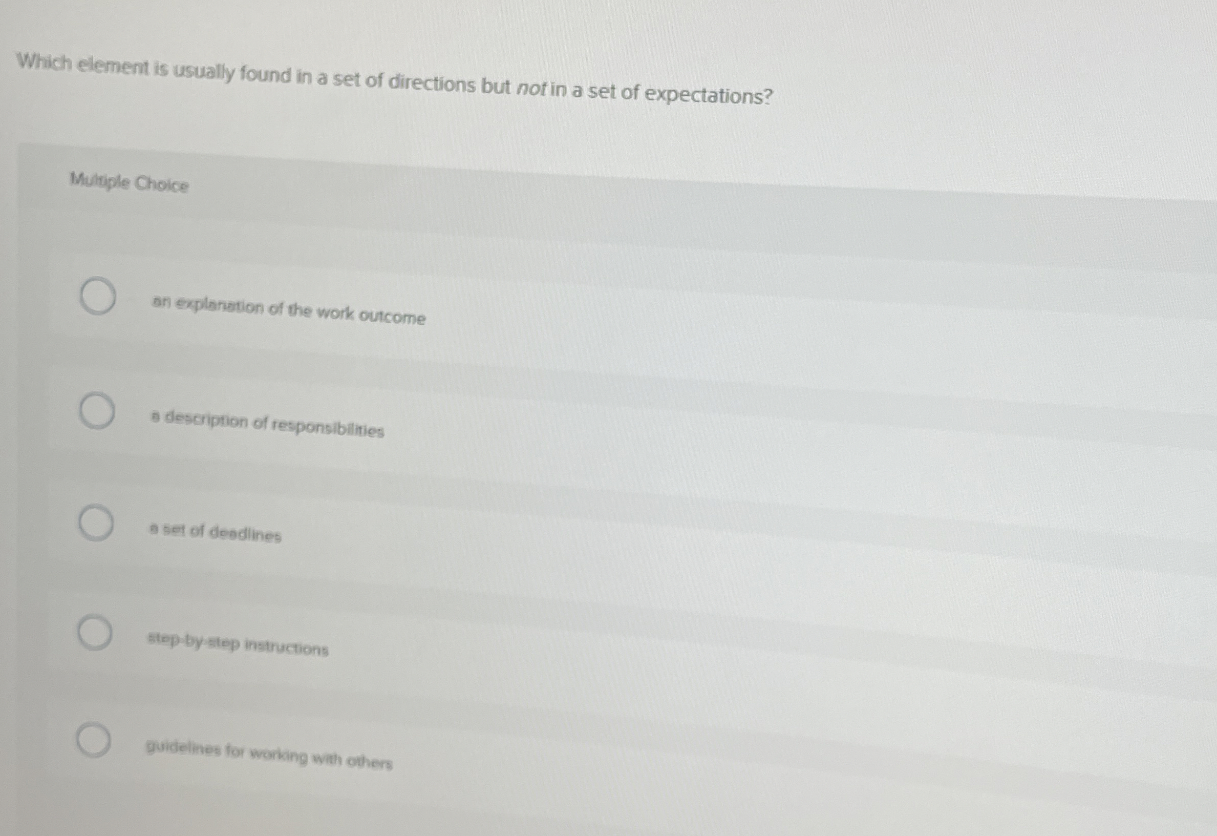Solved Which element is usually found in a set of directions | Chegg.com